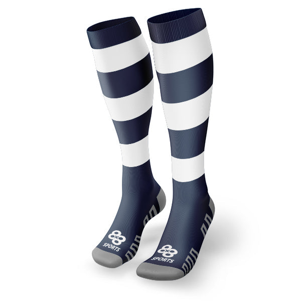 Elite Rugby Socks - Navy/White – 8x8 Sports